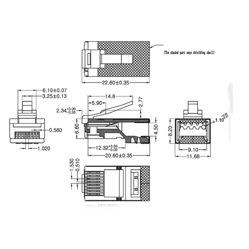 NewLink RJ45 Shielded Connectors - 1x