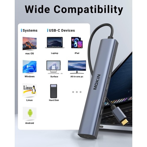 Mokin USB-C Multiport Adapter with 4 USB-C 3.1 (100W PD Ports)