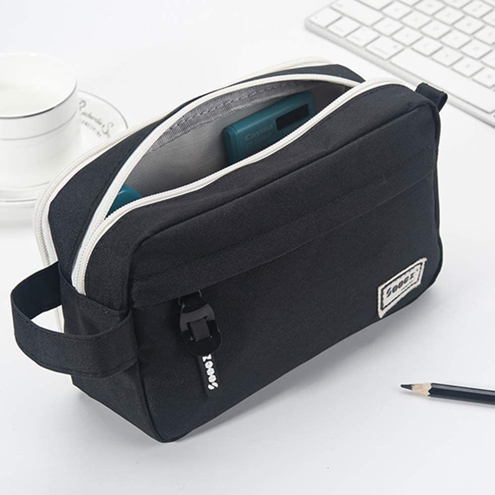 Sooez High Capacity Pen Case Durable Pencil - Black