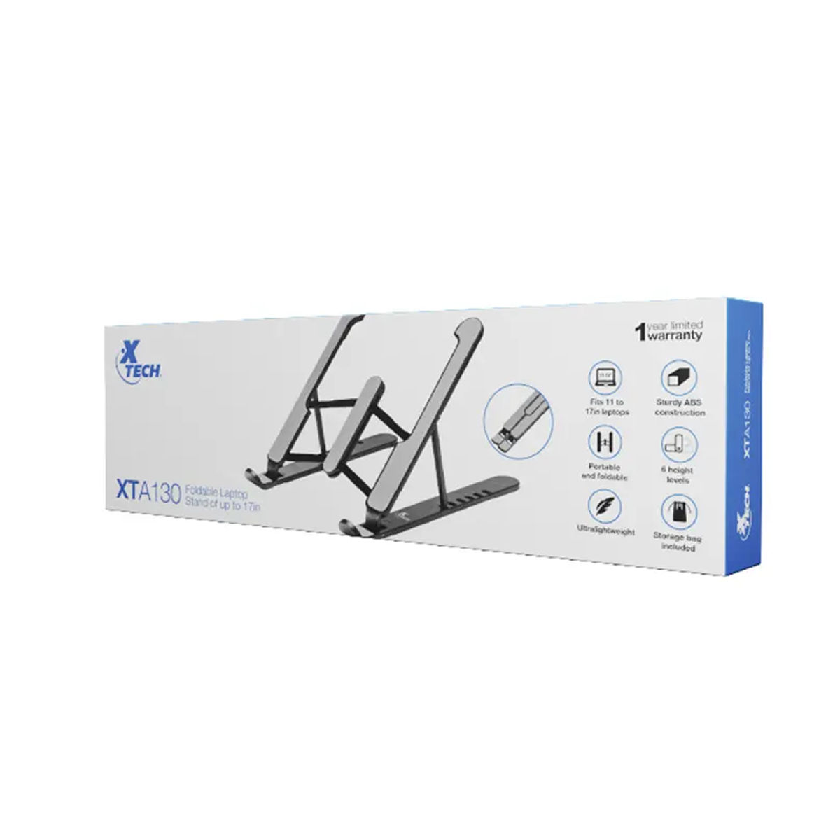 xTech Adjustable 17 Inch Foldable & Portable Laptop Stand - Non-Slip Silicone Leg Pads