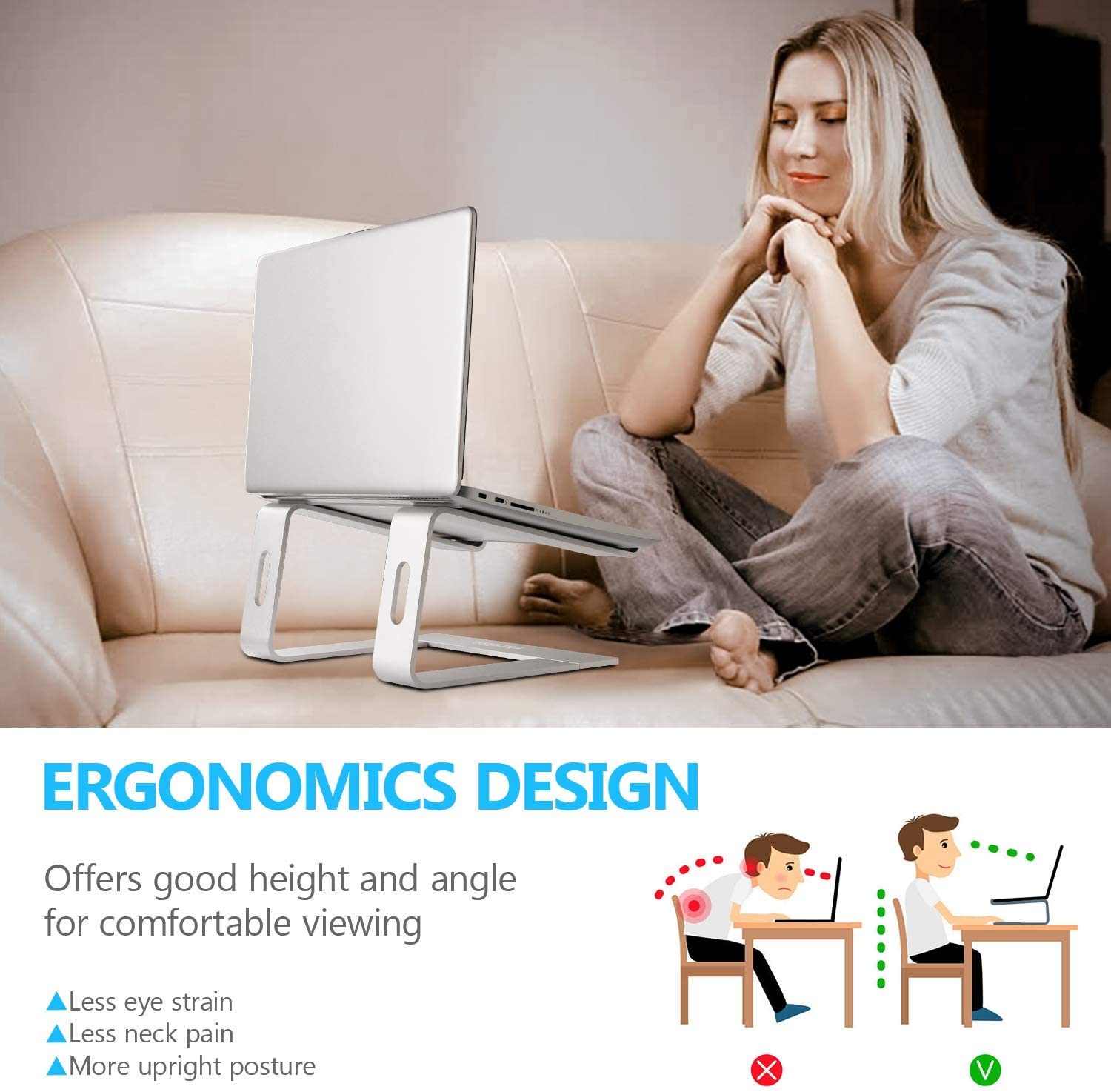 Skrebba Laptop Stand, Detachable Aluminum Computer Notebook Holder ...