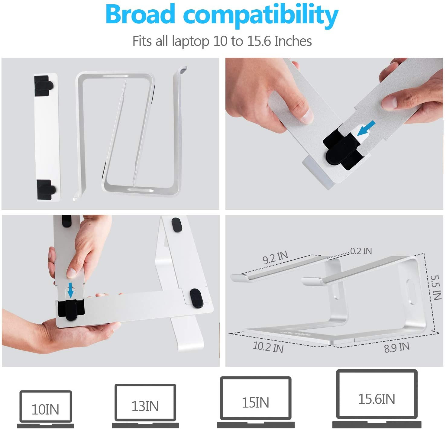 Skrebba Laptop Stand, Detachable Aluminum Computer Notebook Holder ...