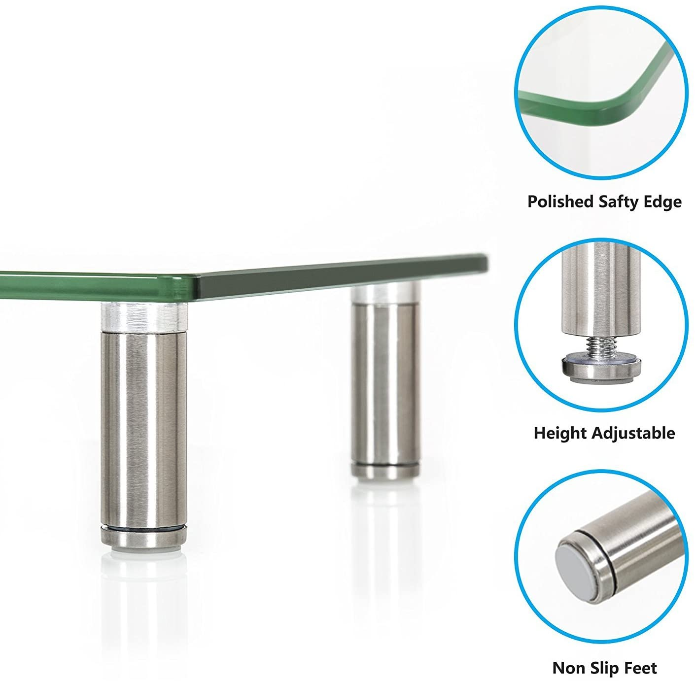 FITUEYES Monitor Stand –Adjustable Glass Computer Monitor Riser, Clear ...