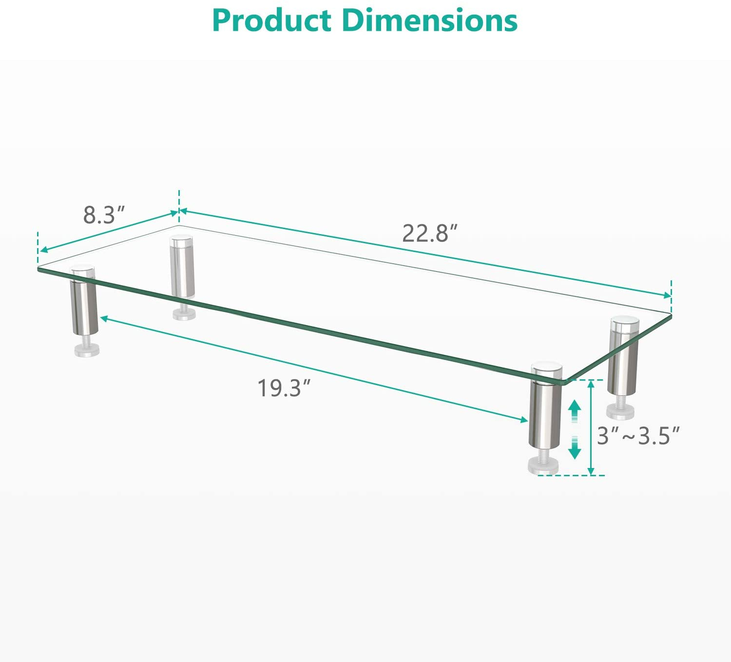 WALI Tempered Glass Monitor Riser Desktop Stand Height Adjustable Table ...
