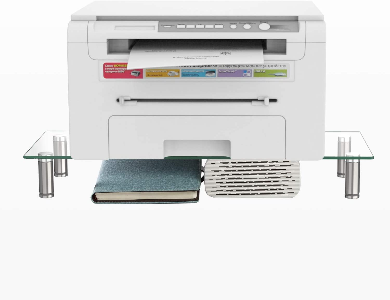 WALI Tempered Glass Monitor Riser Desktop Stand Height Adjustable Table ...