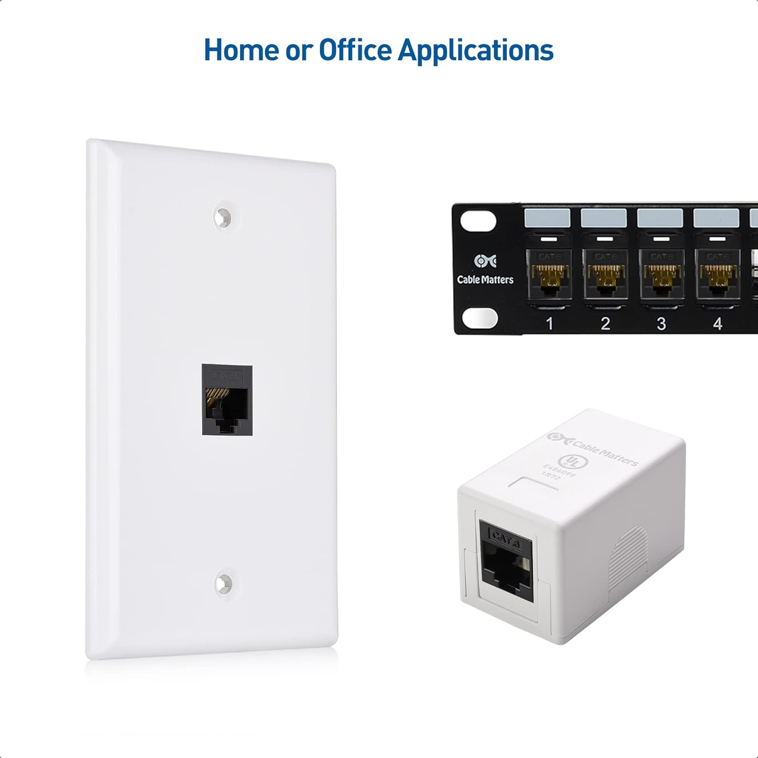 Cable Matters UL Listed RJ45 Keystone Jack, Cat6 Keystone Jacks Black - 1x