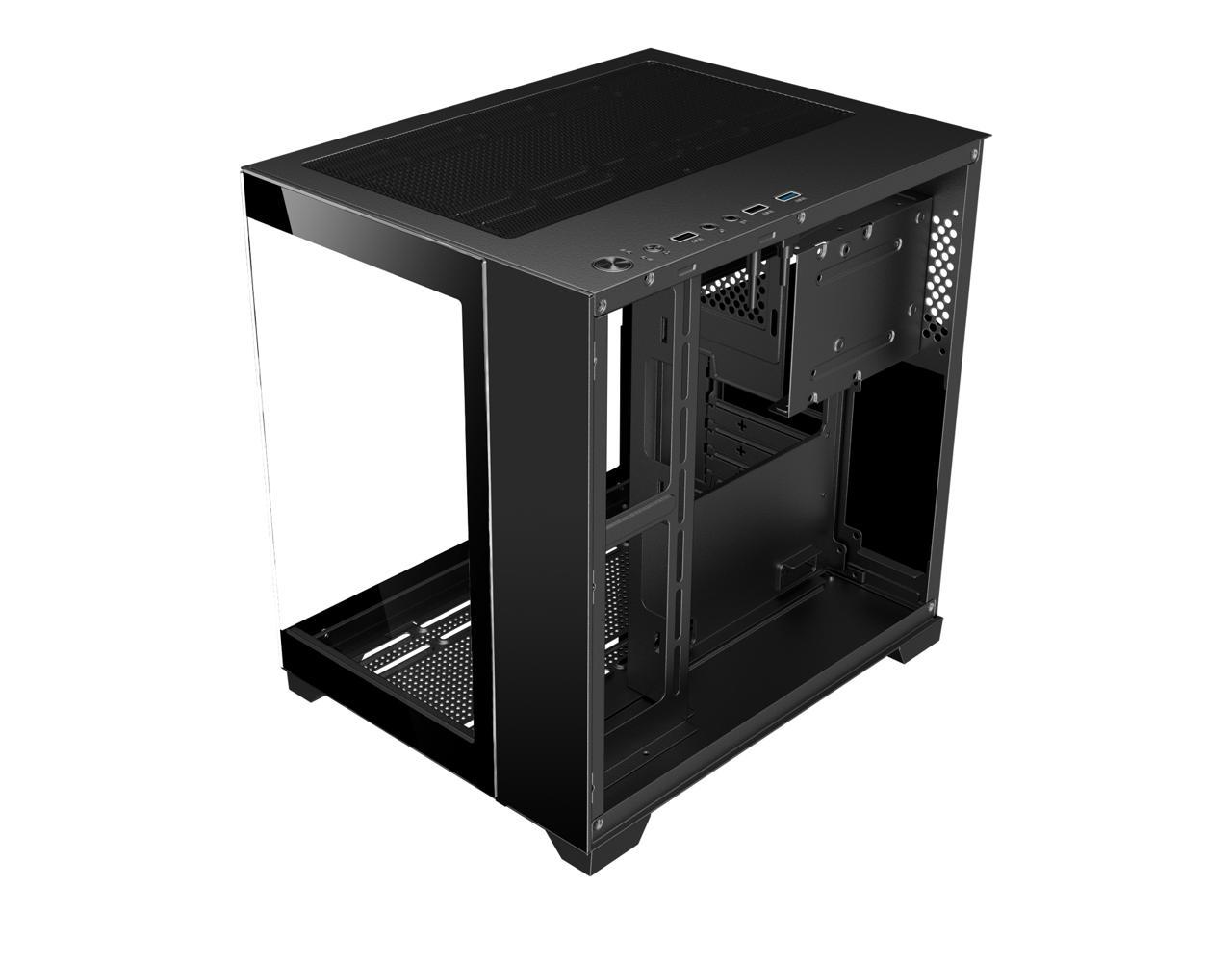 DIYPC DIY-CUBE01-BK Black USB3.0 Tempered Glass Micro ATX Gaming ...
