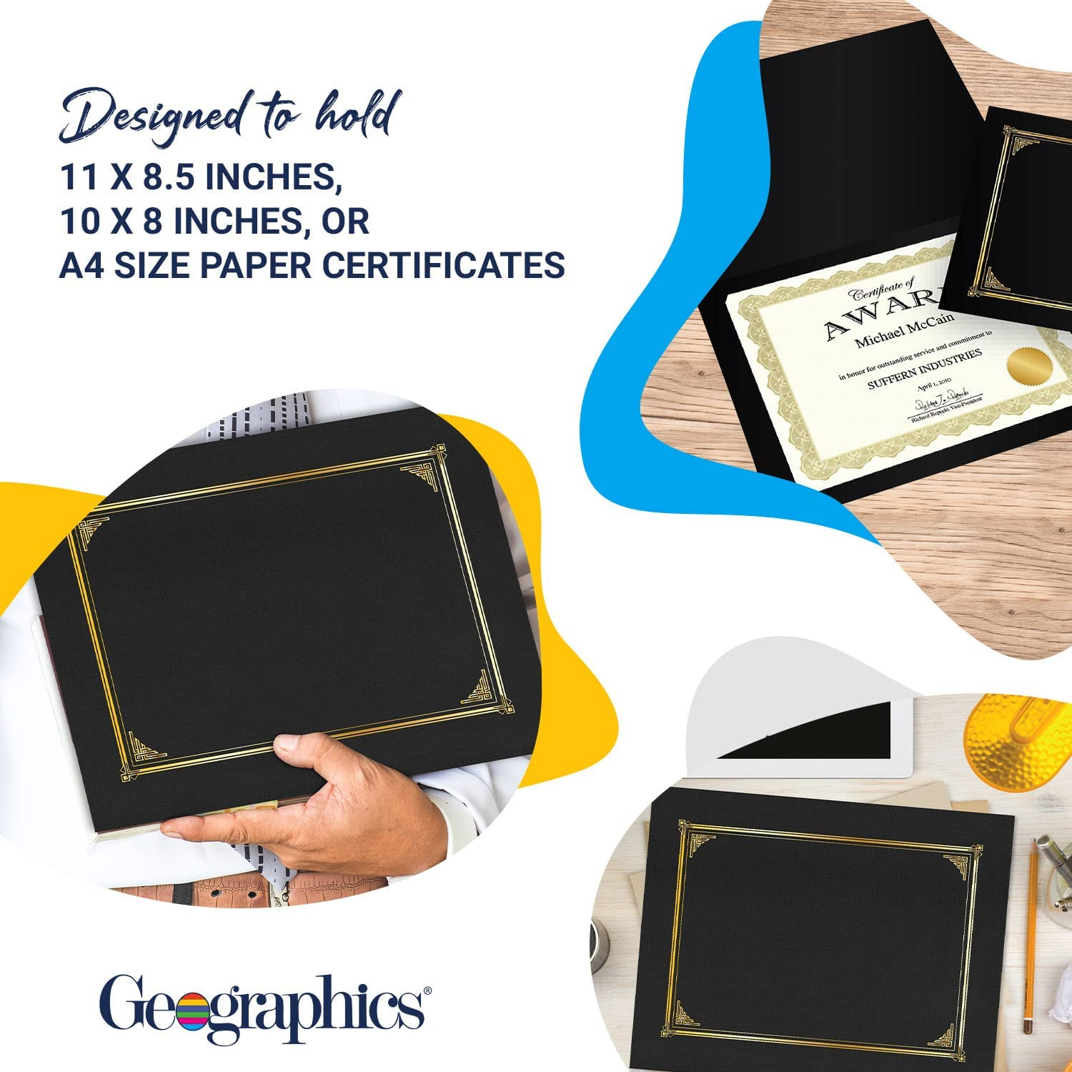 Geographics Classic Linen Certificate/Document Covers, 12.5 x 9.75in ...