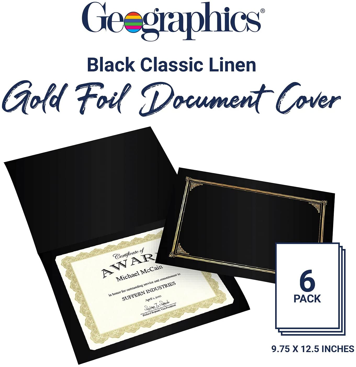 Geographics Classic Linen Certificate/Document Covers, 12.5 x 9.75in ...