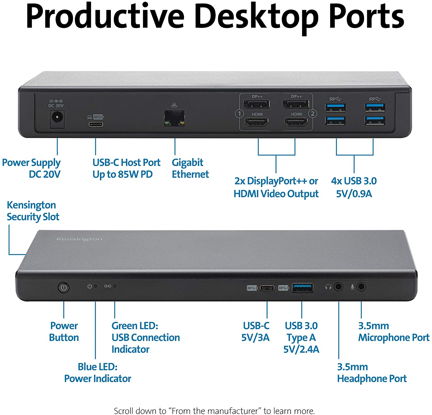 Kensington SD4750P USB-C Docking Station for Windows Laptops, MacBooks ...