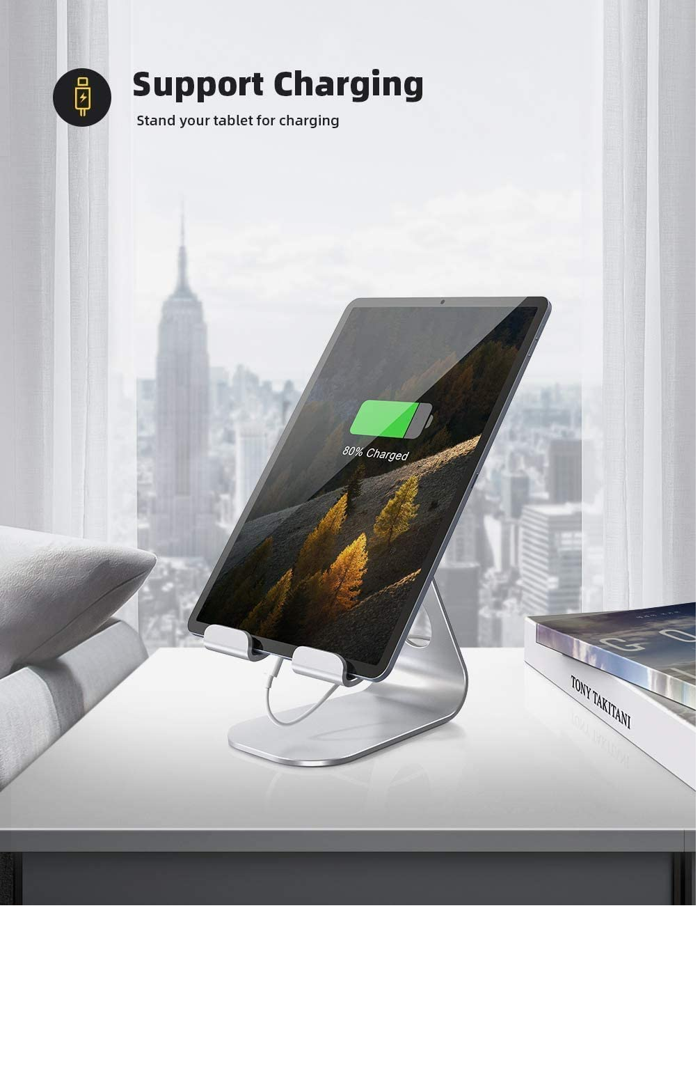 Tablet Stand Adjustable, Lamicall Tablet Stand - Silver