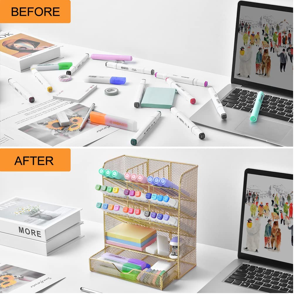 Spacrea Mesh Pen Organizer - Pencil Holder for Desk, Desk Organizer ...