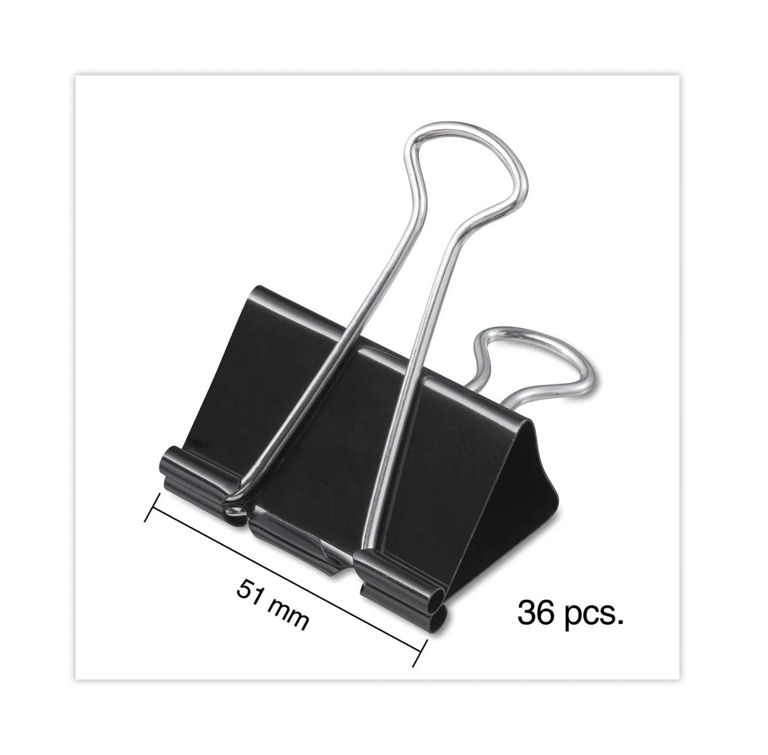 Universal Binder Clips in Zip-Seal Bag Large, Black/Silver, 36/Pack