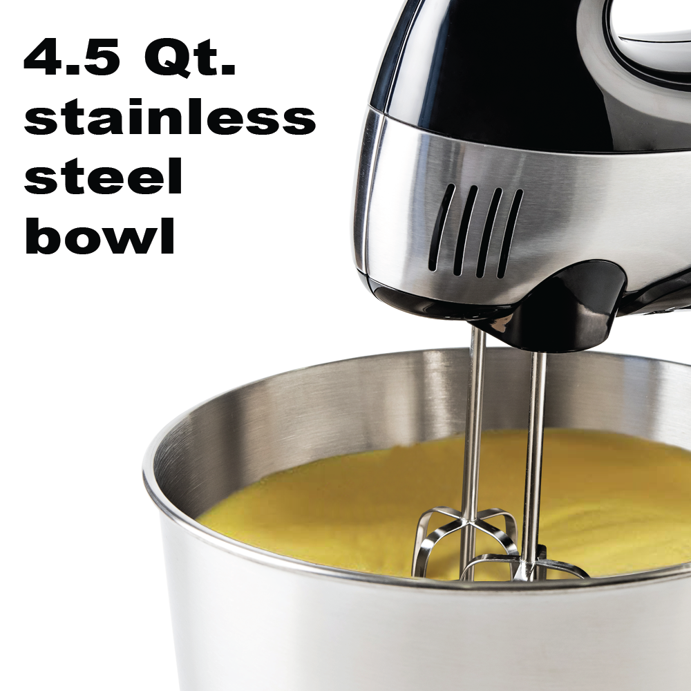 MyHome 4 Quarts 6 Speed Hand and Stand Mixer, Bowl Rest - Black ...