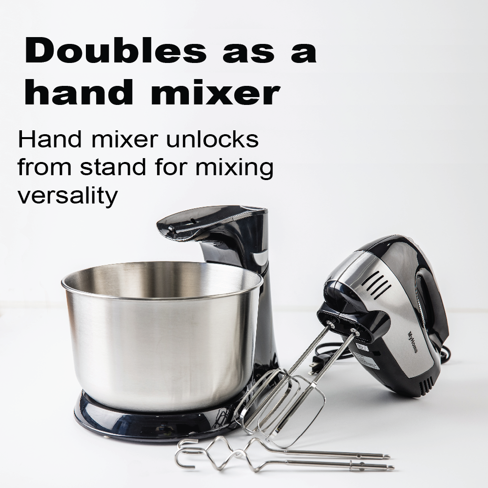 MyHome 4 Quarts 6 Speed Hand and Stand Mixer, Bowl Rest - Black ...
